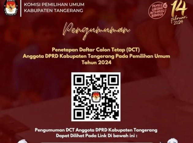 Ini Link Download Daftar Calon Tetap (DCT) DPRD Kabupaten Tangerang dalam Pemilu 2024